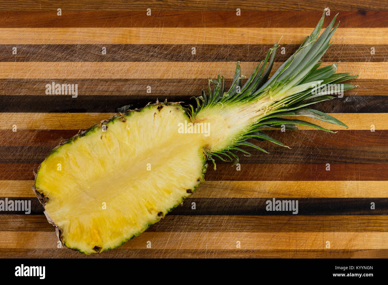 High-angle view close-up of the cross section of a fresh and nutritious ...