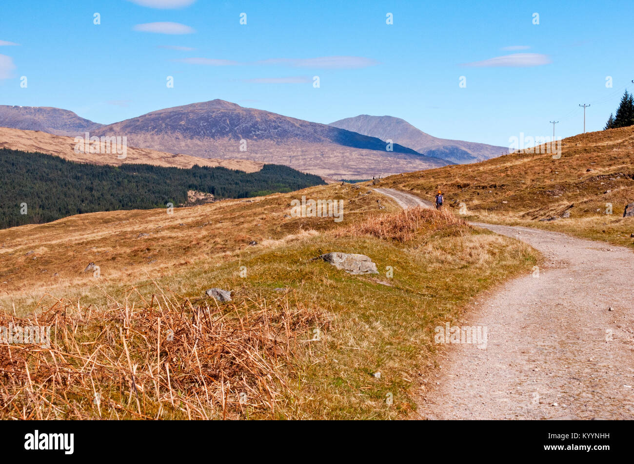 Walking along the West Highland Way between Tyndrum and Bridge of Orchy ...