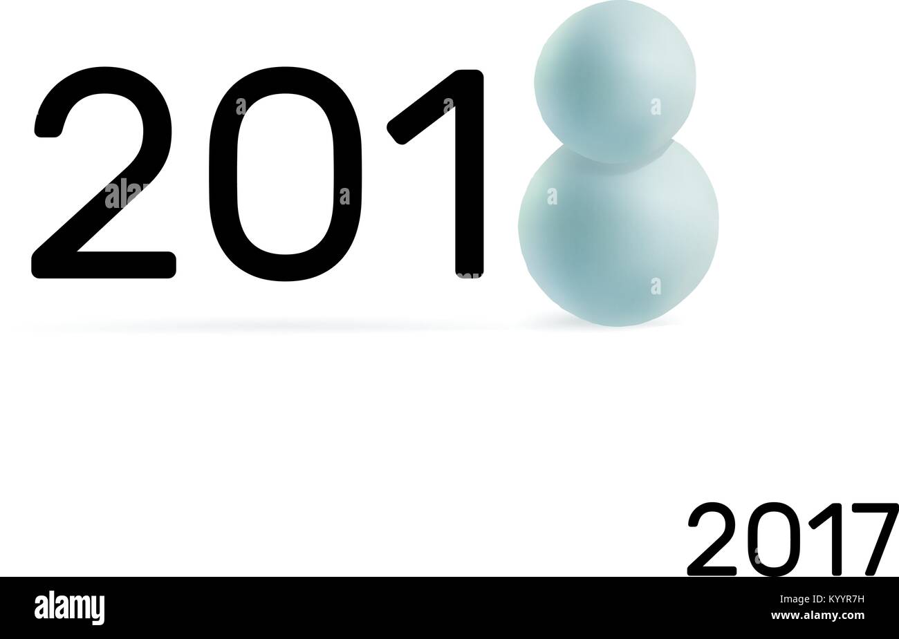 Happy new year 2018 text written with snowballs or snowman. vector ...