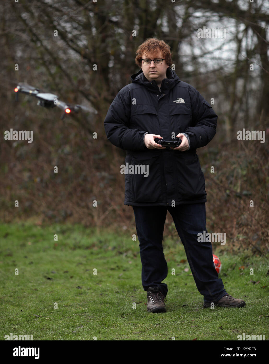 Pic shows: Man flying a drone. DJI Mavic Pro Quadcopter Drone 4K Camera ...
