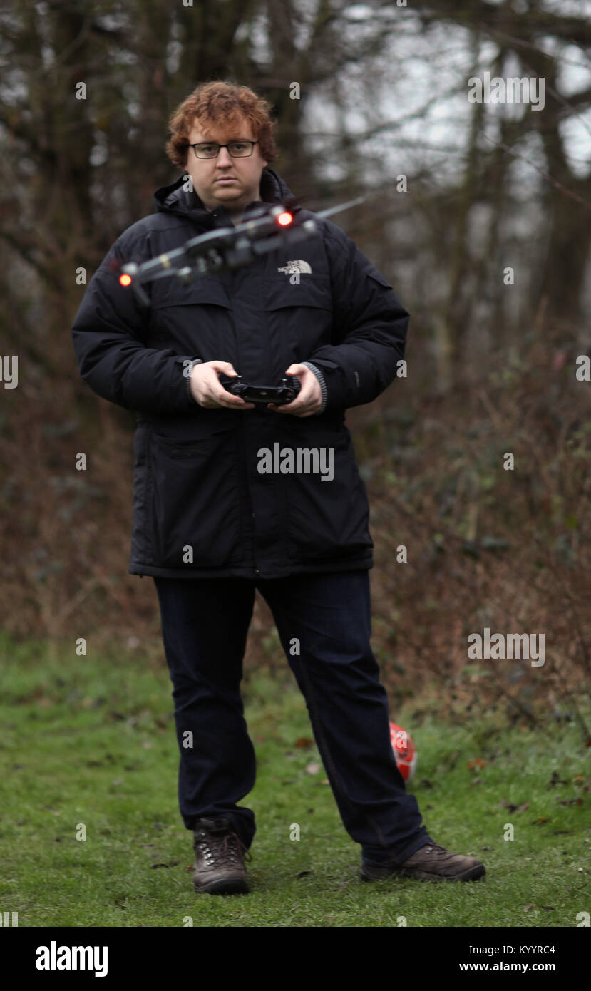 Pic shows: Man flying a drone. DJI Mavic Pro Quadcopter Drone 4K Camera ...