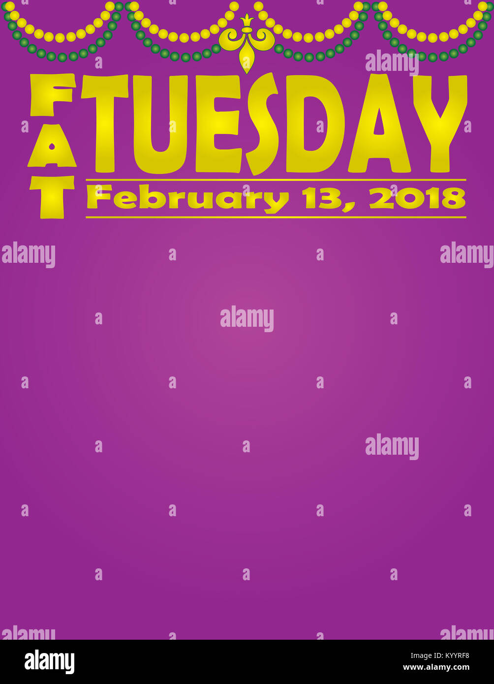 Purple Fat Tuesday Poster Template February 13, 2018 Stock Photo - Alamy