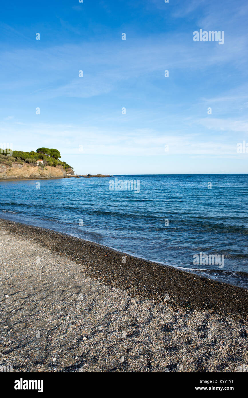 Beach on the coast of Colera, Girona, Spain Stock Photo - Alamy