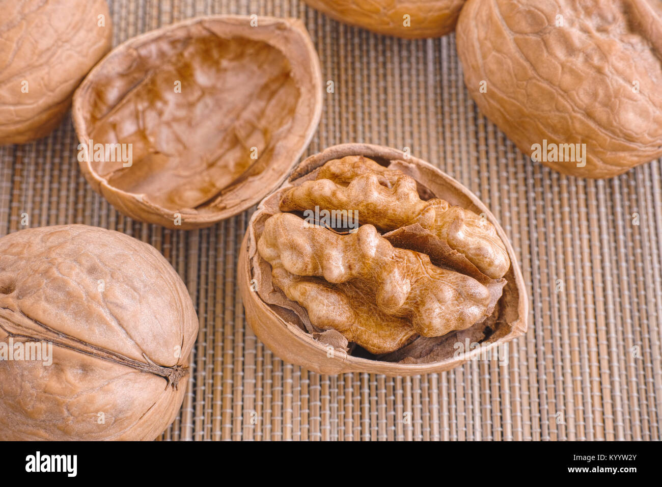 Walnut with open shell hi-res stock photography and images - Alamy