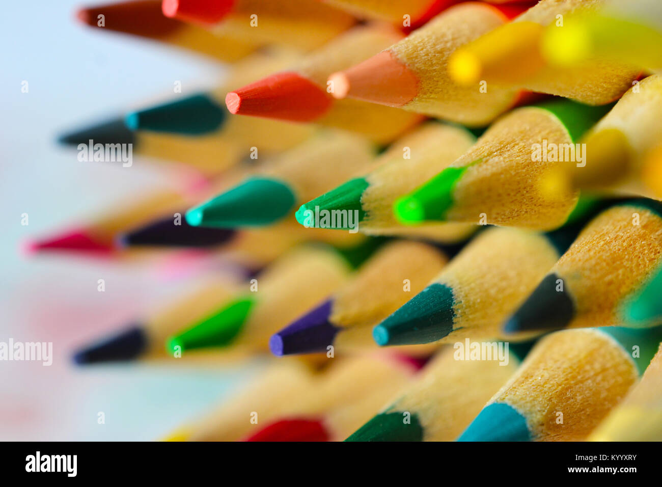 Colored Pencil Tips horizontal Stock Photo - Alamy