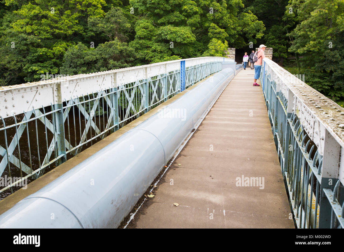 A bridge carrying a pipeline over the River Tees in Barnard Castle ...