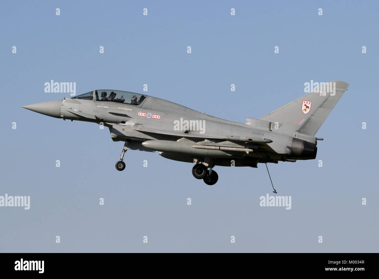 29 Squadron two seat Typhoon T3 making a precautionary landing with the ...