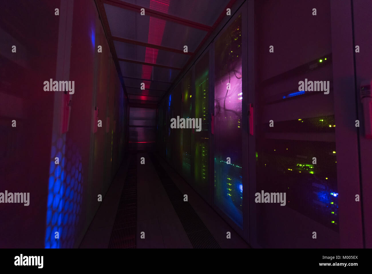 panel modern communication equipment with light from the display at ...