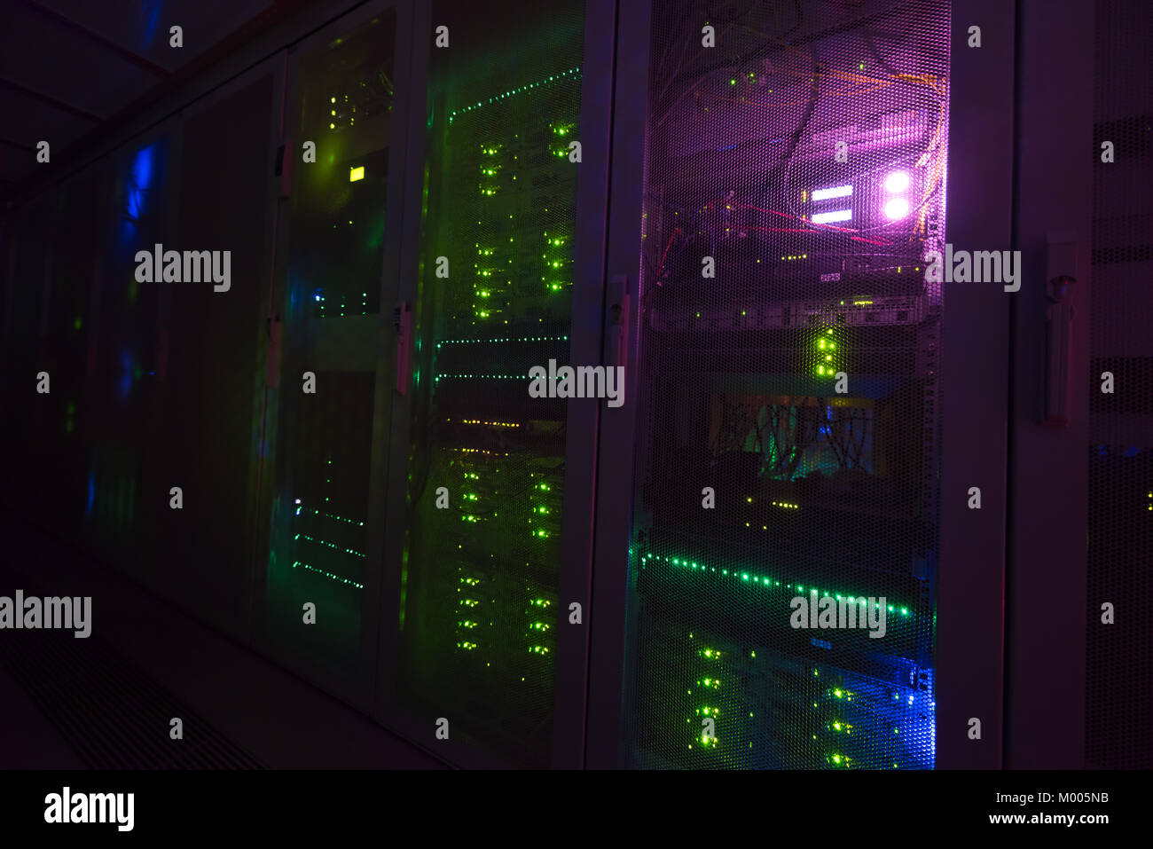 panel modern communication equipment with light from the display at ...