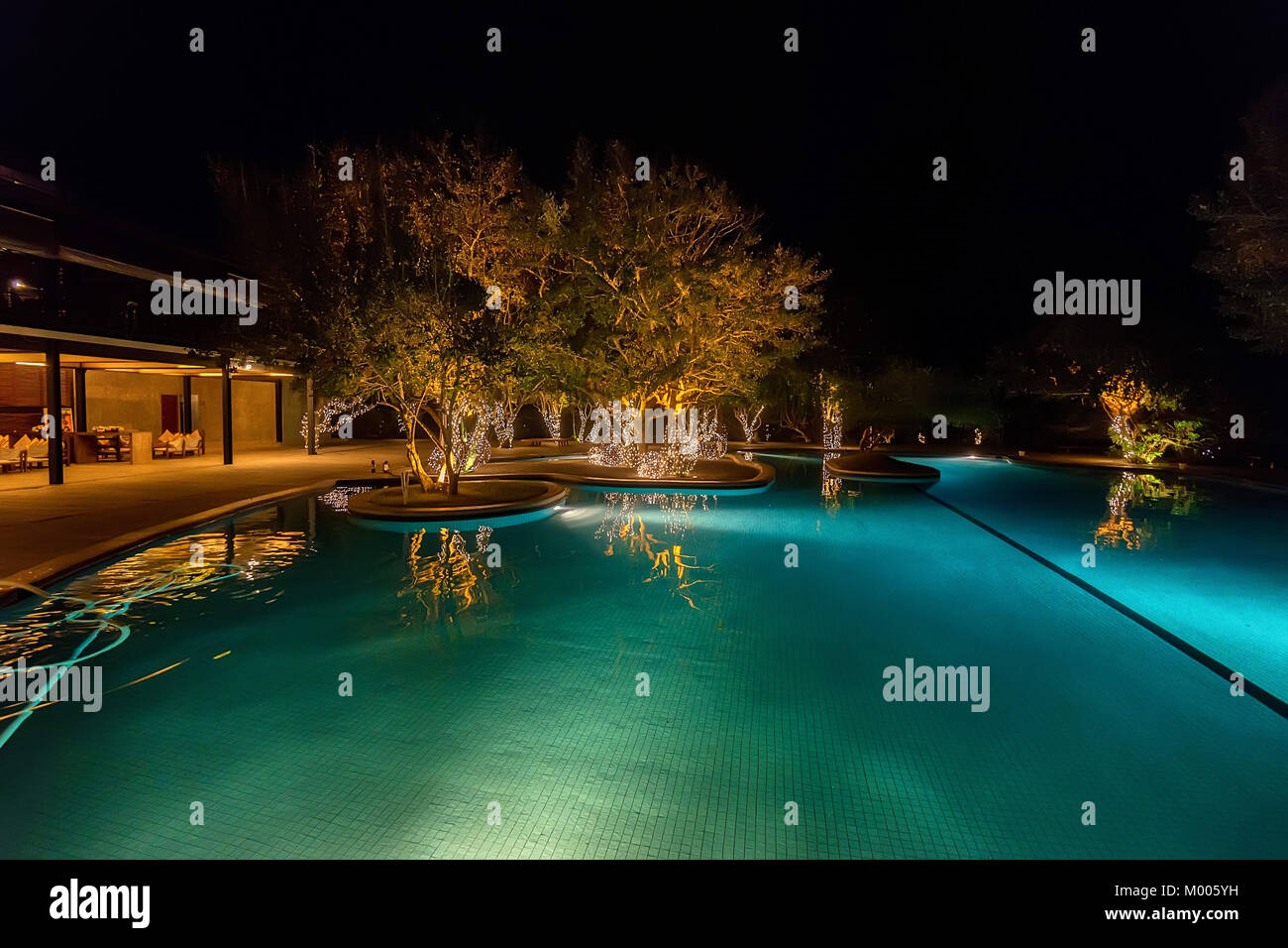 Open swimming pool in evening Stock Photo - Alamy
