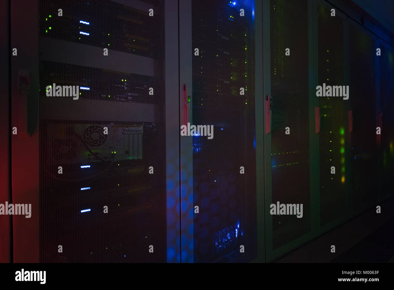 panel modern communication equipment with light from the display at ...