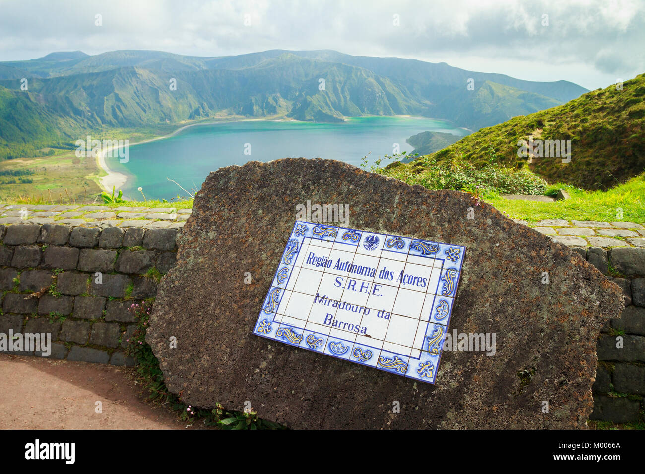 View of Lagoa do Fogo (Lake of Fire) from the viewpoint Miradouro da ...