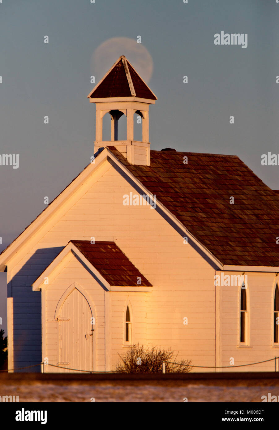 Full Super Moon over Country Church Canada Stock Photo - Alamy