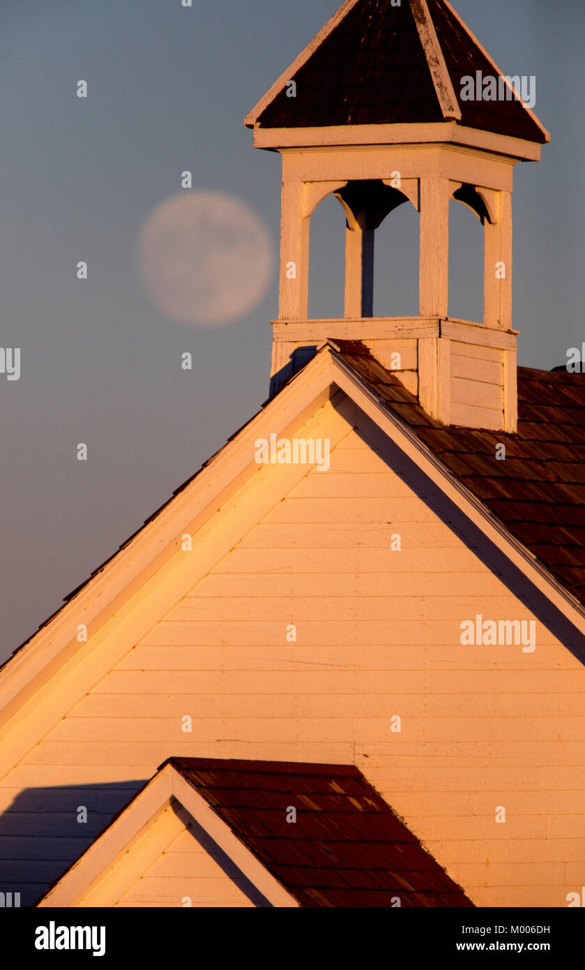 Full Super Moon over Country Church Canada Stock Photo - Alamy