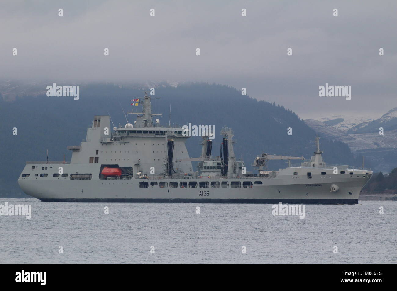 RFA Tidespring (A136), a Tide-class fast fleet tanker operated by the ...