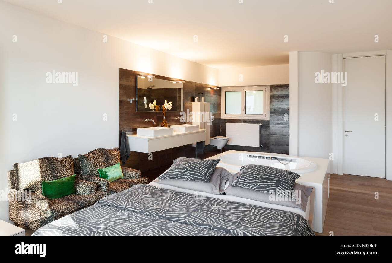 interiors of a modern house, bedroom Stock Photo - Alamy