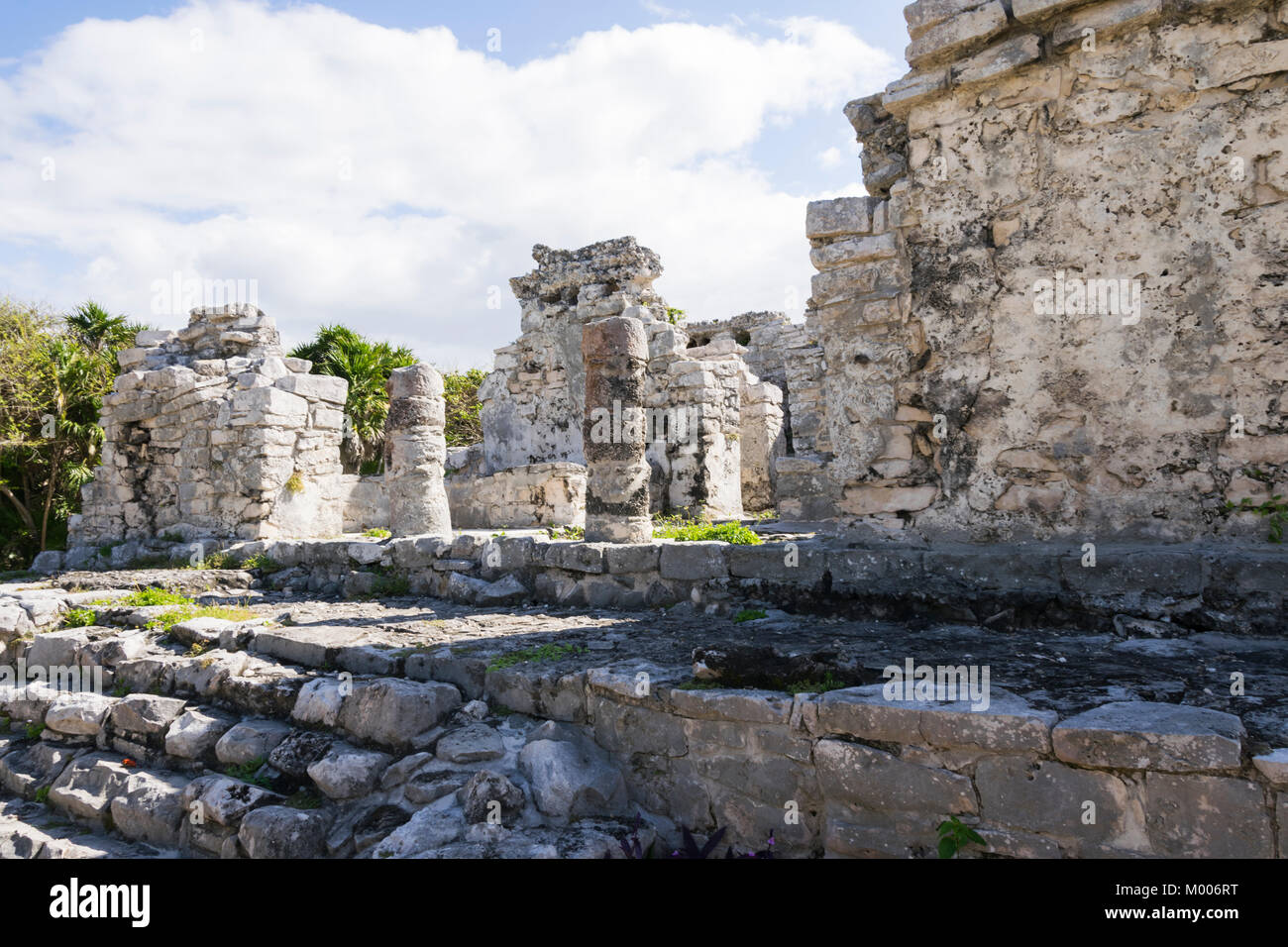 Archaegeological ruins in Tulum, Mexico. The ruins are situated on 12 ...
