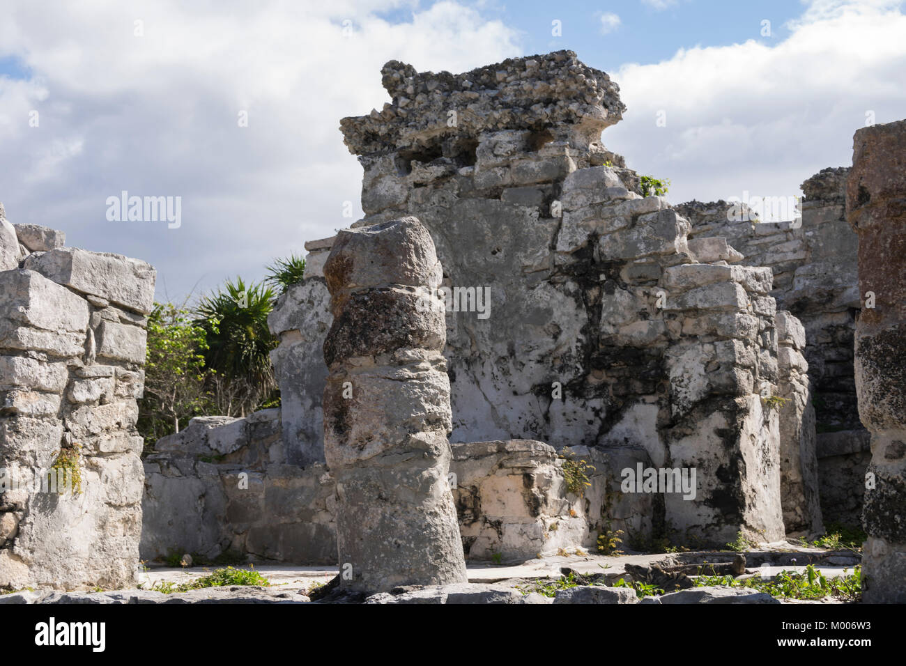 Archaegeological ruins in Tulum, Mexico. The ruins are situated on 12 ...