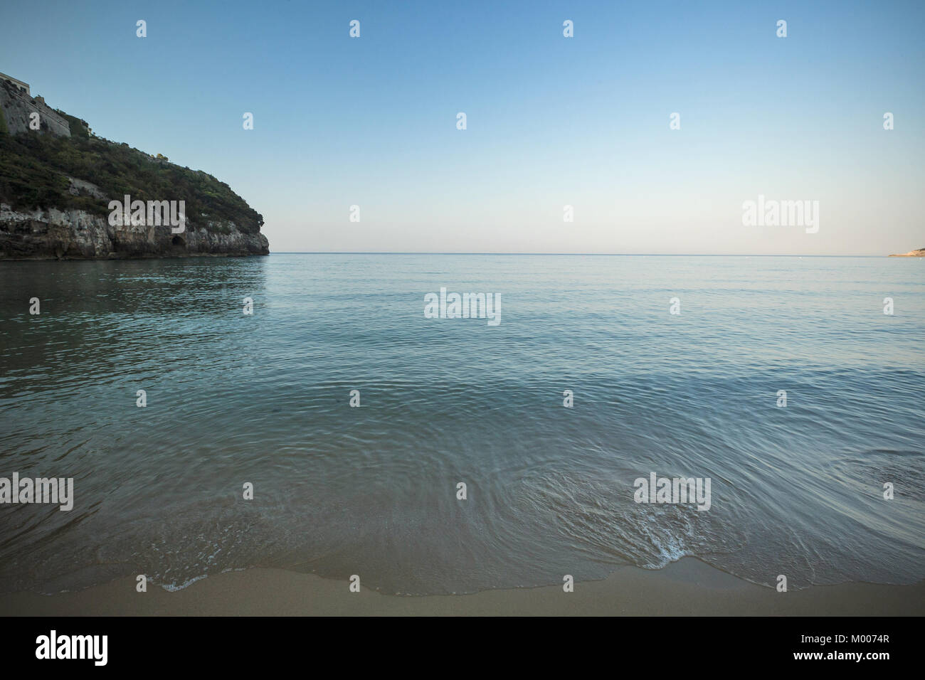 A view of the split mountain on the Serapo beach in Gaeta, peninsula in ...