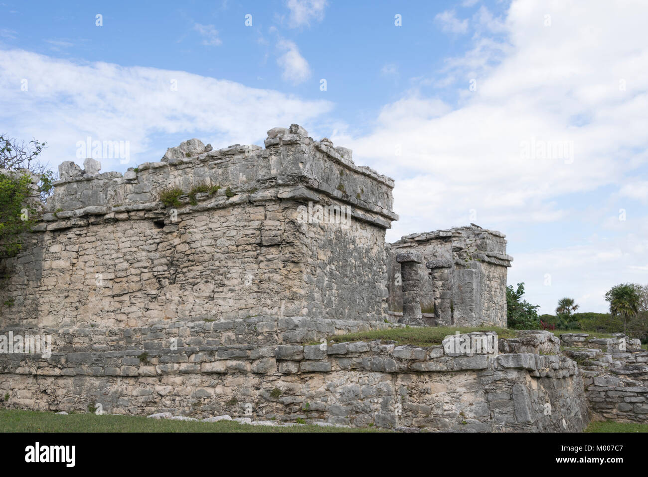 Archaegeological ruins in Tulum, Mexico. The ruins are situated on 12 ...