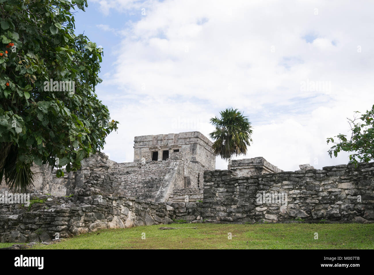 Archaegeological ruins in Tulum, Mexico. The ruins are situated on 12 ...