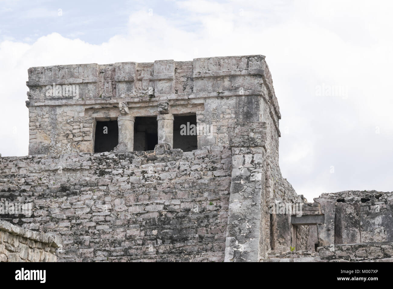 Archaegeological ruins in Tulum, Mexico. The ruins are situated on 12 ...