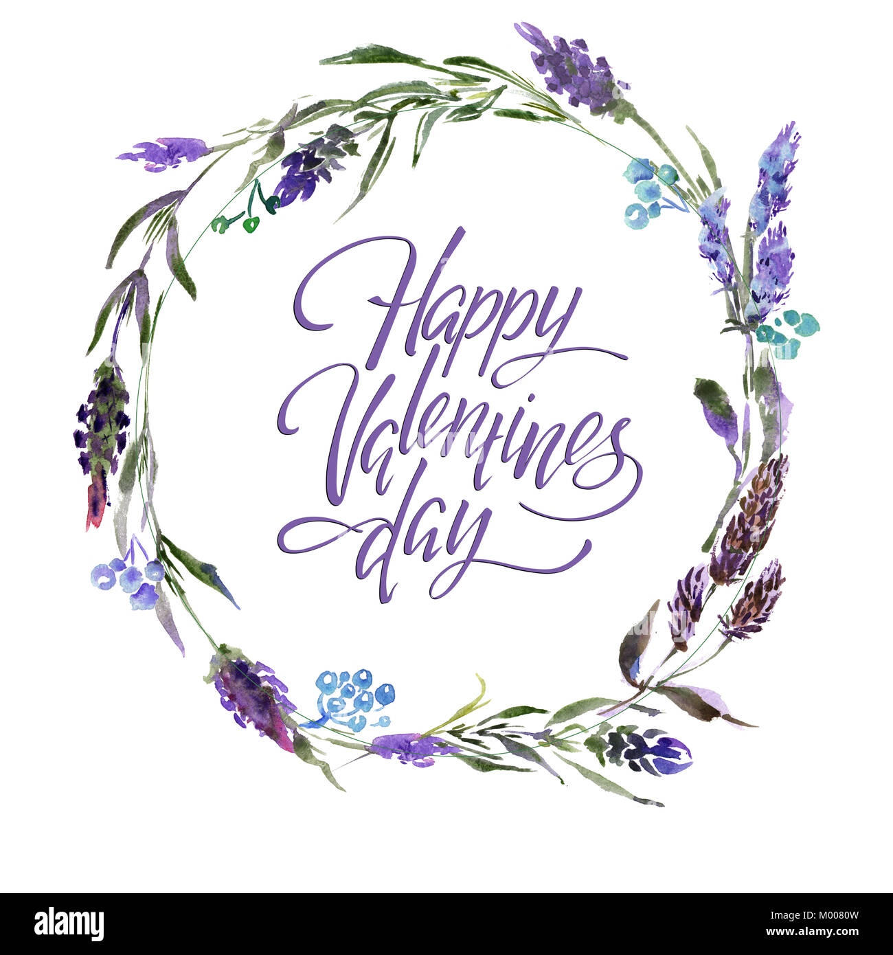 Valentine Flower Wreath. Watercolor hand drawing flower illustration ...