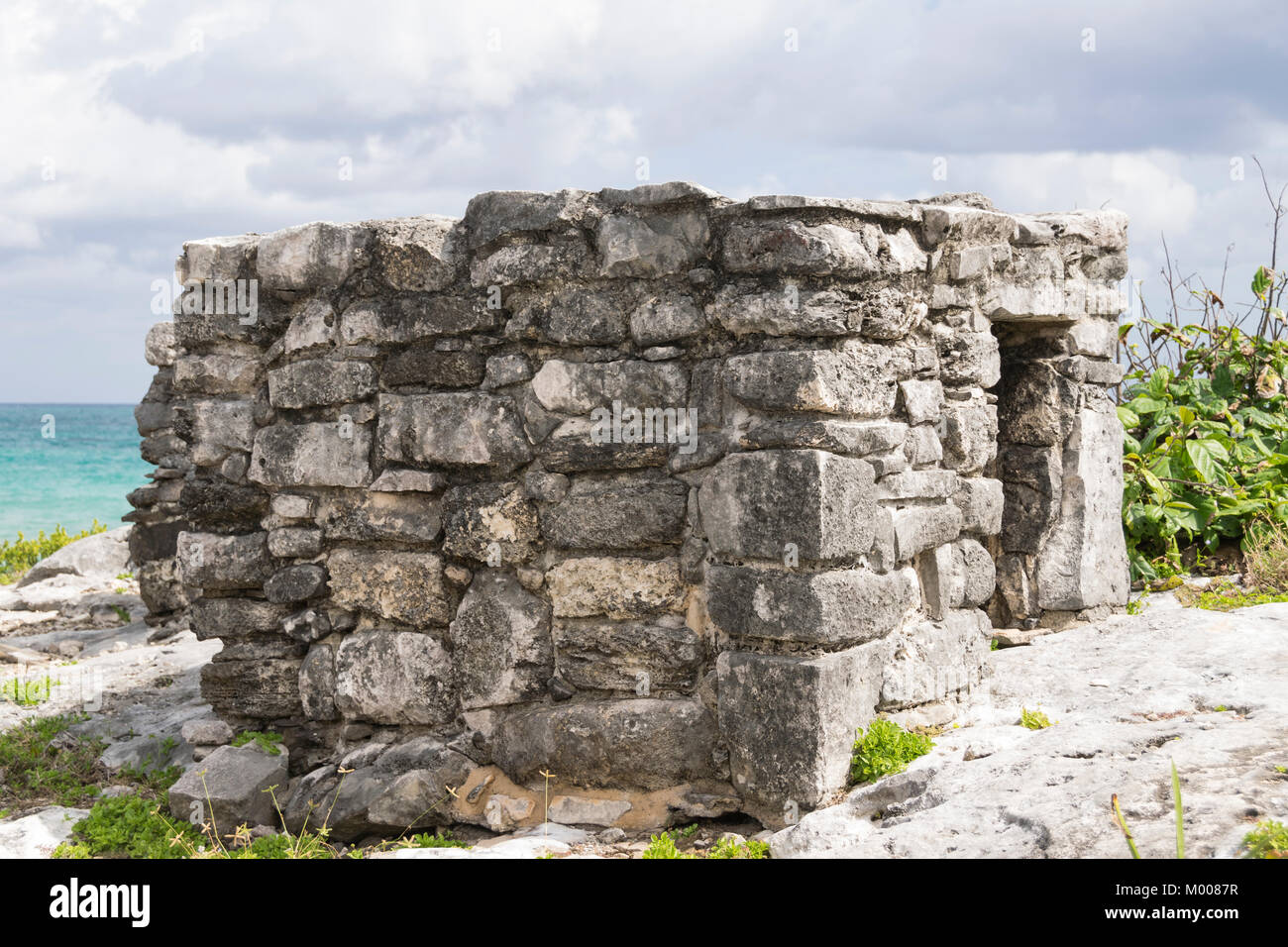 Archaegeological ruins in Tulum, Mexico. The ruins are situated on 12 ...