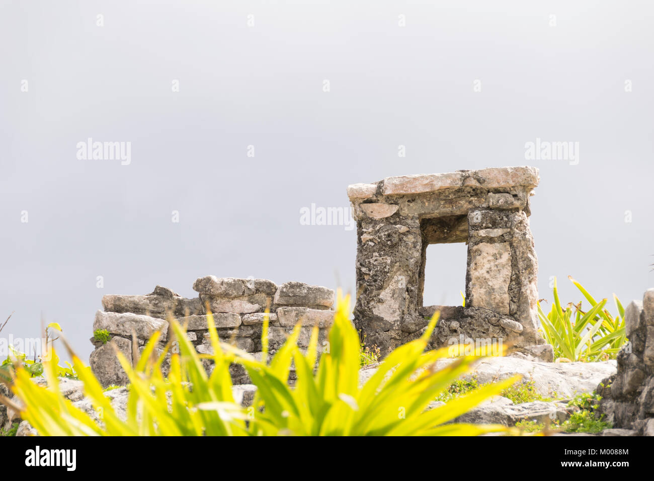 Archaegeological ruins in Tulum, Mexico. The ruins are situated on 12 ...