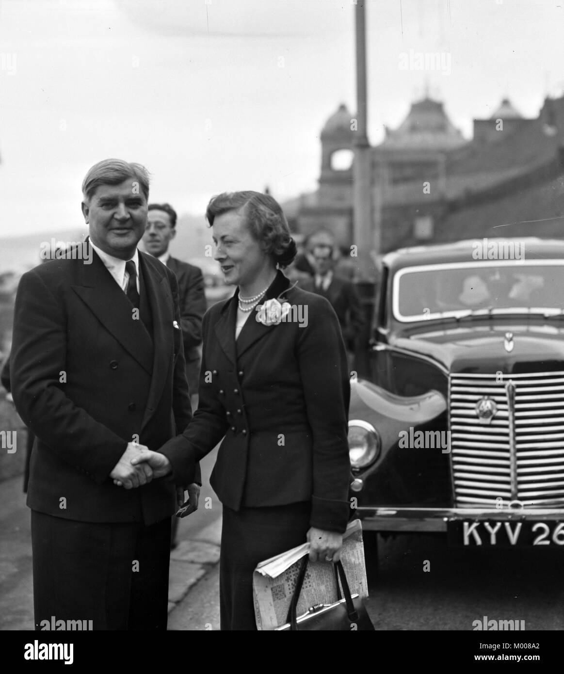 Aneurin Bevan and Barbara Castle exchange congratulations at ...