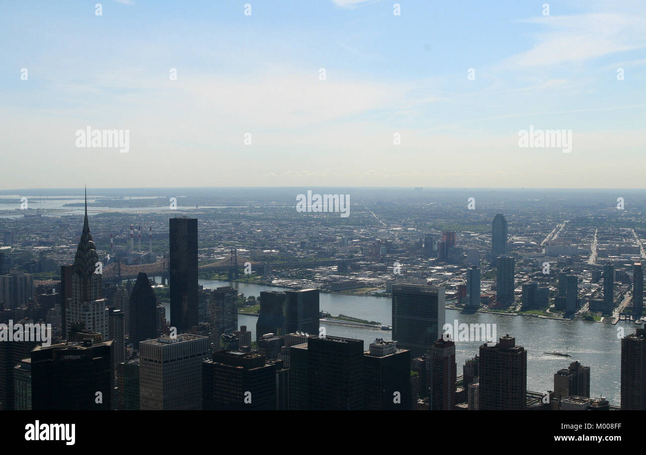 Aerial view of New York City with The Chrysler Building next to The ...