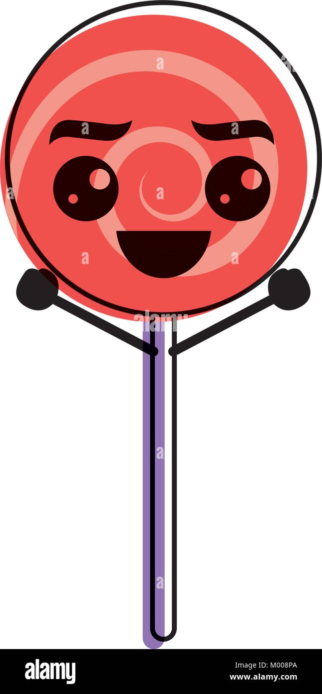 cartoon round lollipop swirl kawaii character Stock Vector Image & Art ...