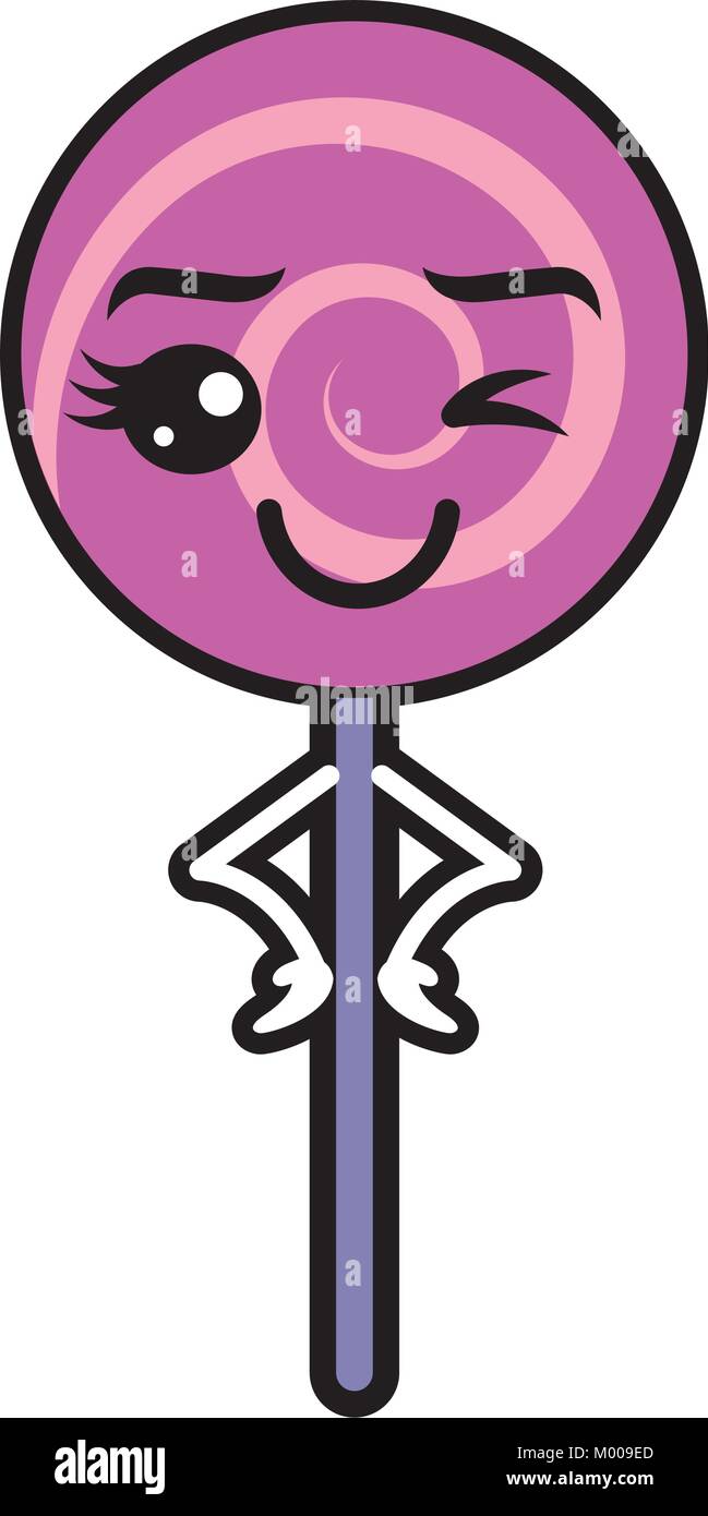 cartoon round lollipop swirl kawaii character Stock Vector Image & Art ...