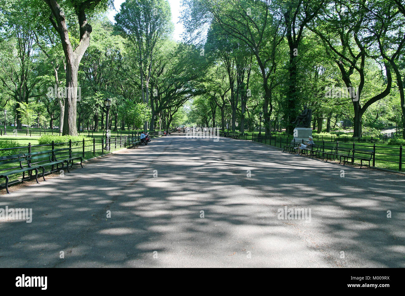 Paved walkway path through Central Park, New York City, New York State ...