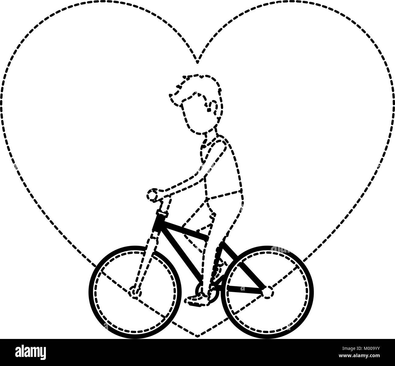 man riding bicycle with heart love vector illustration design Stock ...
