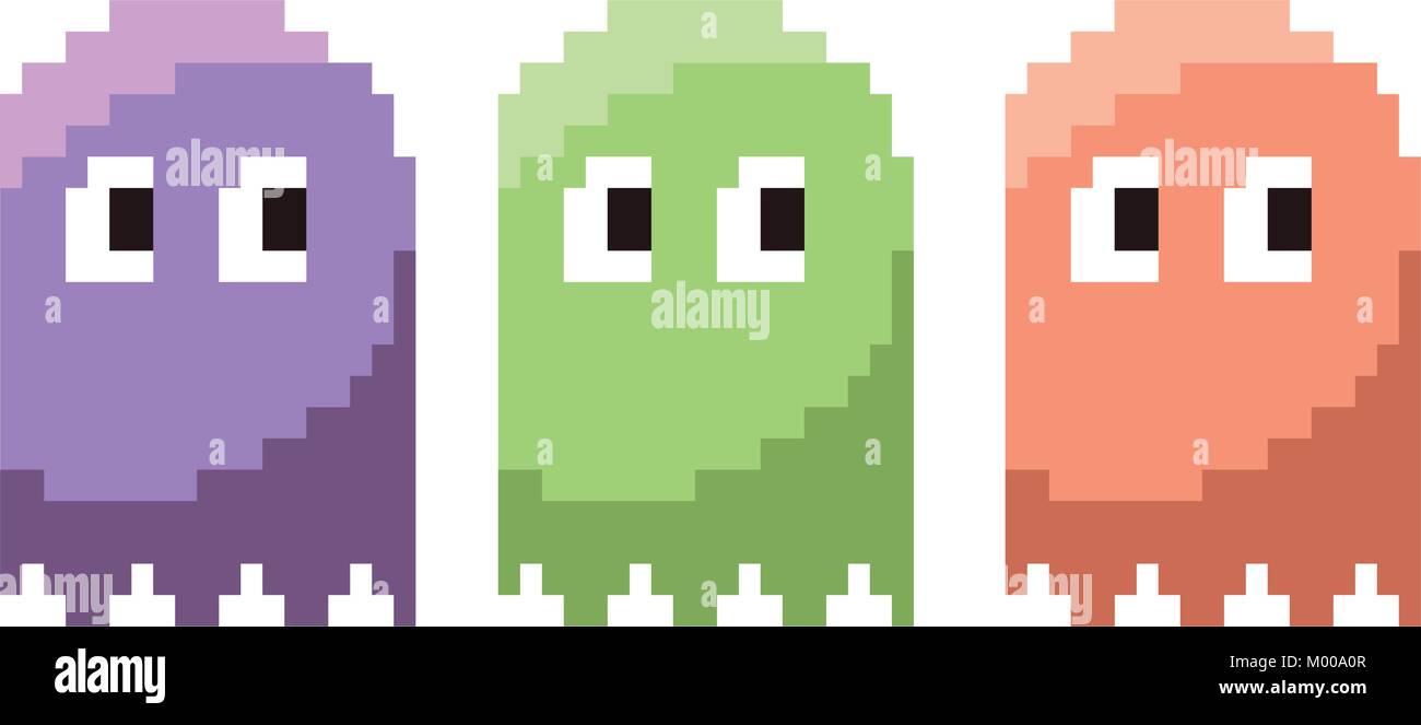 pixel character ghosts retro game arcade Stock Vector Image & Art - Alamy