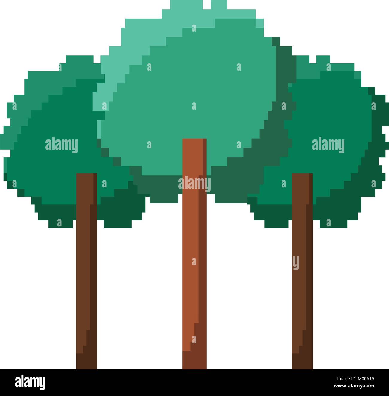 three pixelated tree nature environment icon Stock Vector Image & Art ...