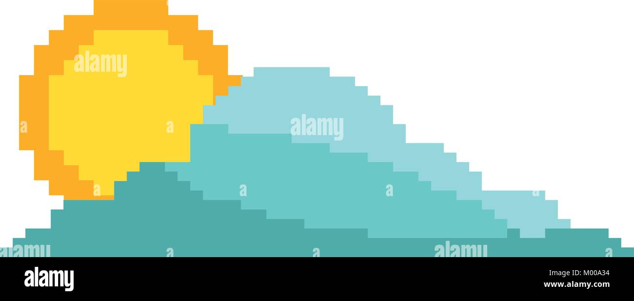pixelated cloud and sun weather day Stock Vector Image & Art - Alamy