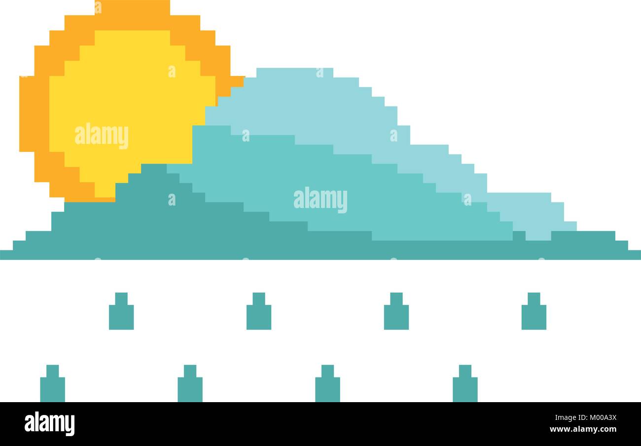 pixelated cloud sun and rain drops climate Stock Vector Image & Art - Alamy