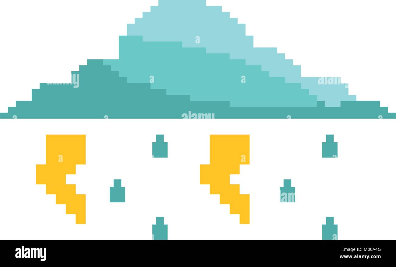 pixelated cloud rain thunderbolt storm weather Stock Vector Image & Art ...