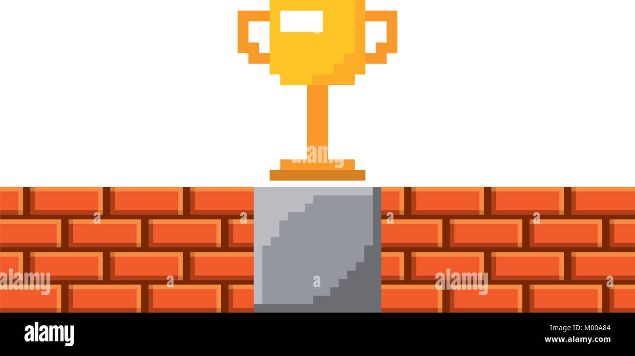 pixel trophy prize game brick wall Stock Vector Image & Art - Alamy