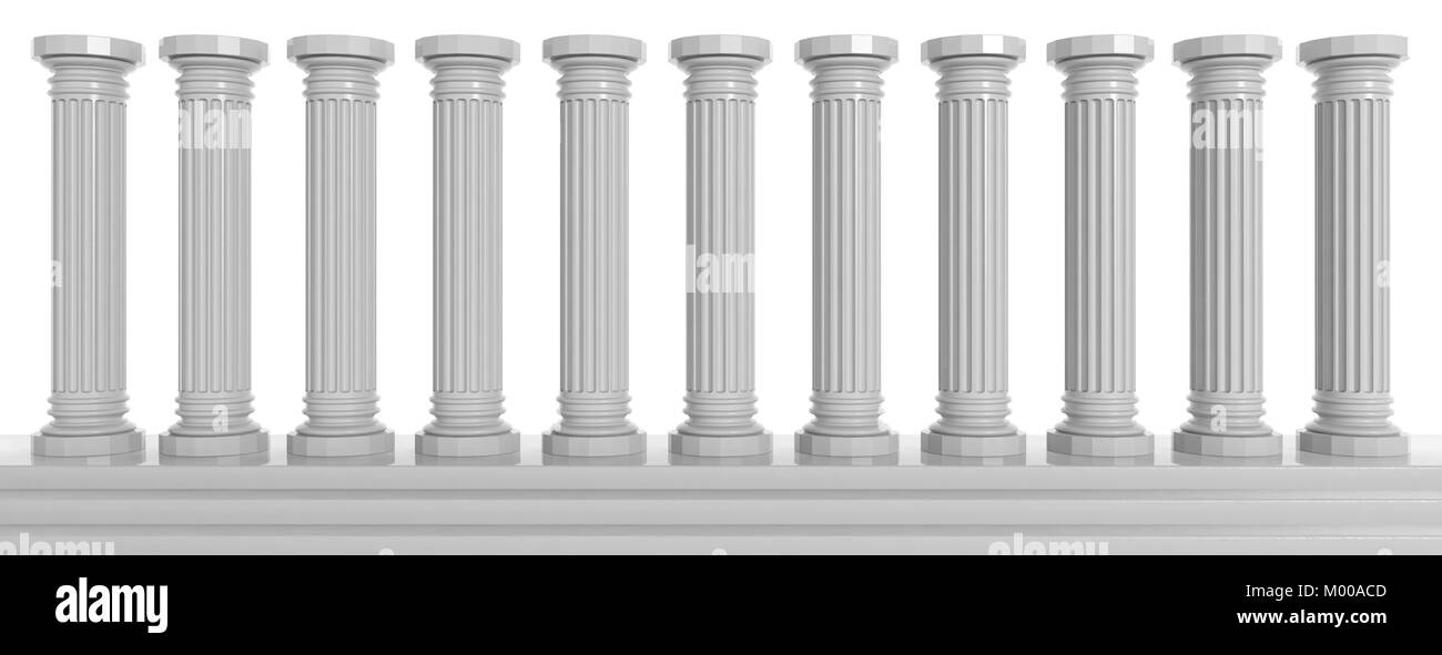 Marble classical pillars row on white, background. 3d illustration ...