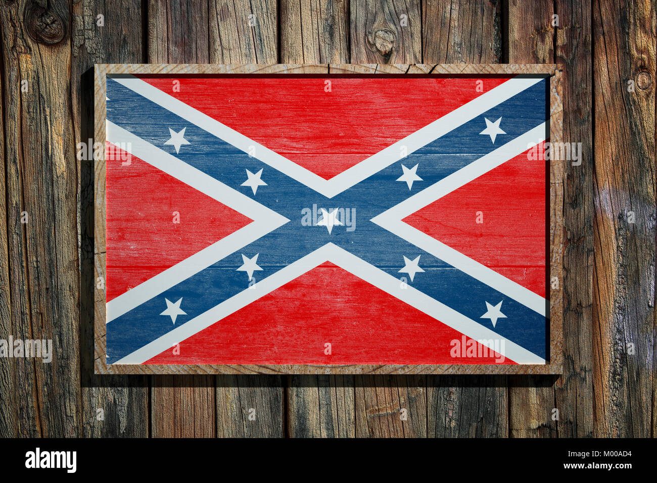 3d rendering of an old confederate flag on a wooden background Stock ...