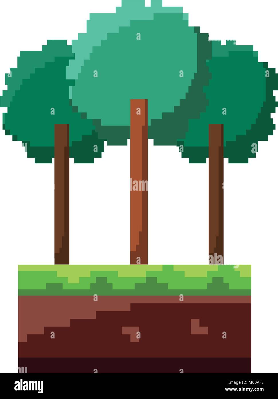 set of pixel tree foliage trunk nature Stock Vector Image & Art - Alamy
