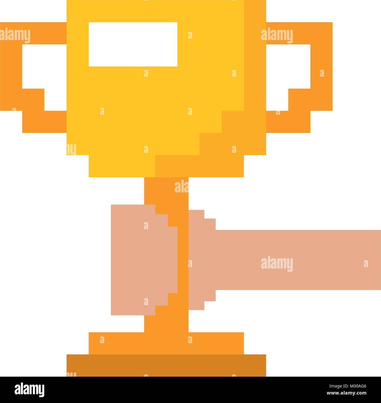 pixelated hand holding trophy cup game Stock Vector Image & Art - Alamy