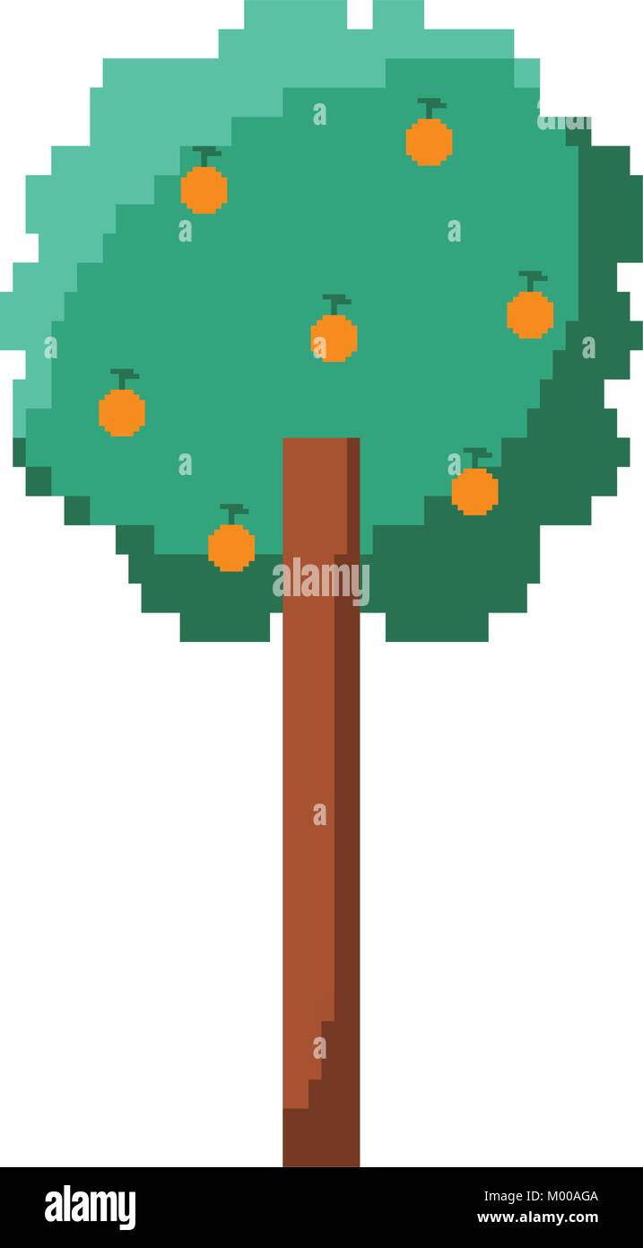 pixelated tree with fruits nature ecology Stock Vector Image & Art - Alamy