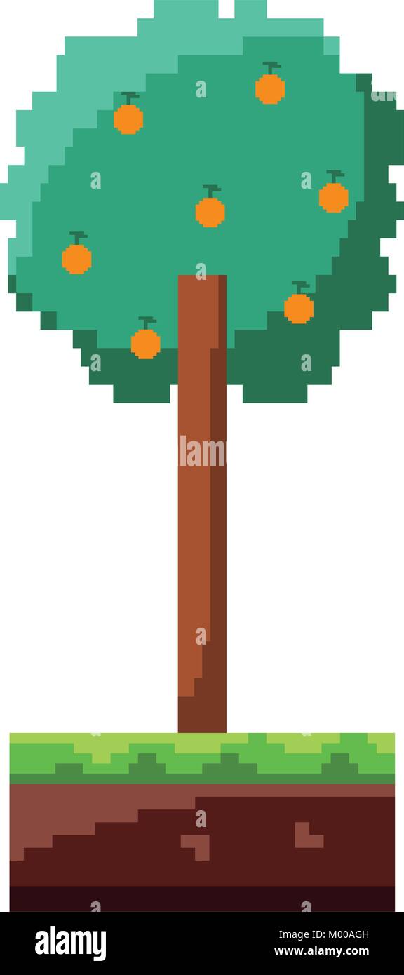 pixelated tree with fruits nature ecology Stock Vector Image & Art - Alamy