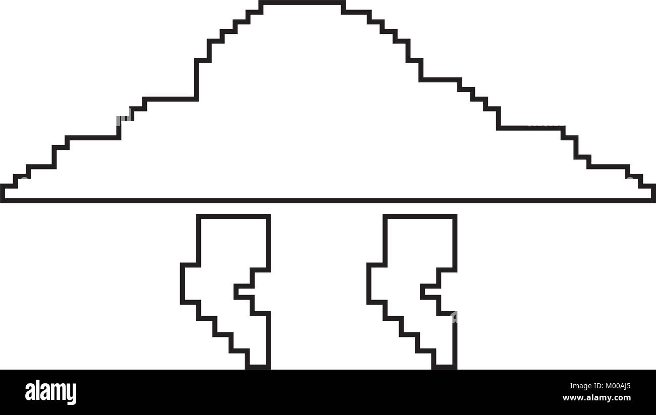 pixelated cloud and thunderbolt weather storm Stock Vector Image & Art ...