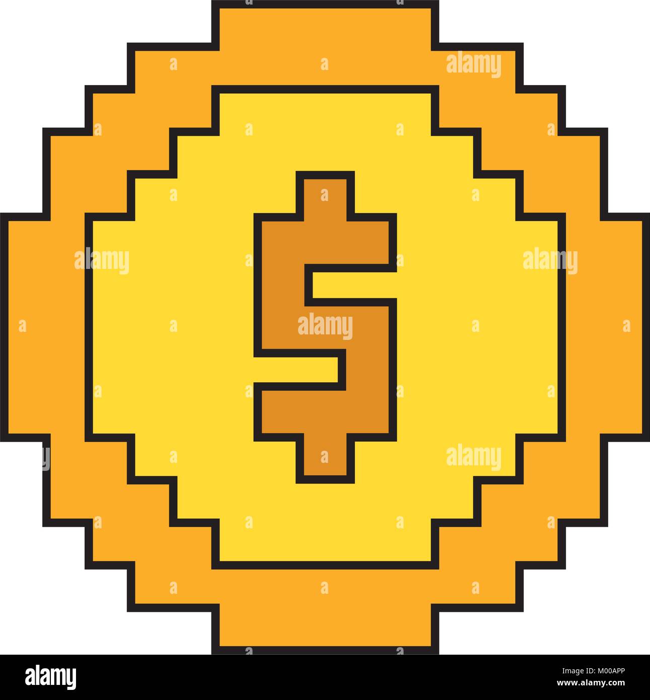 money coin pixel dollar currency Stock Vector Image & Art - Alamy