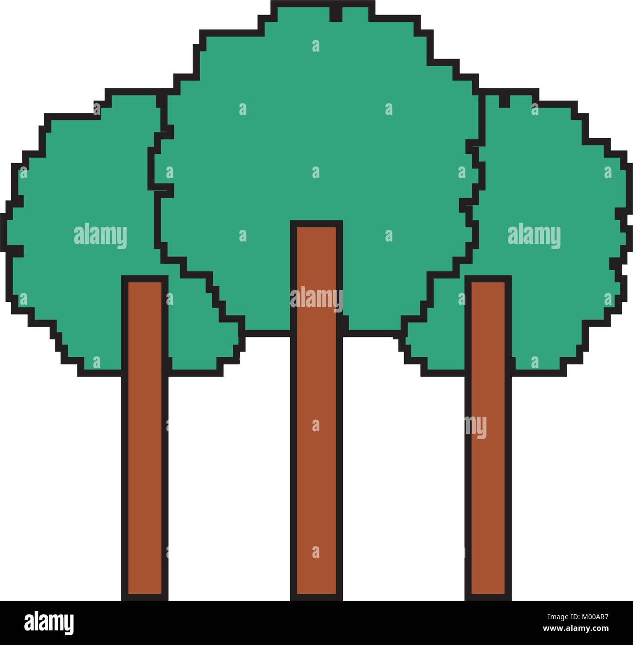 three pixelated tree nature environment icon Stock Vector Image & Art ...